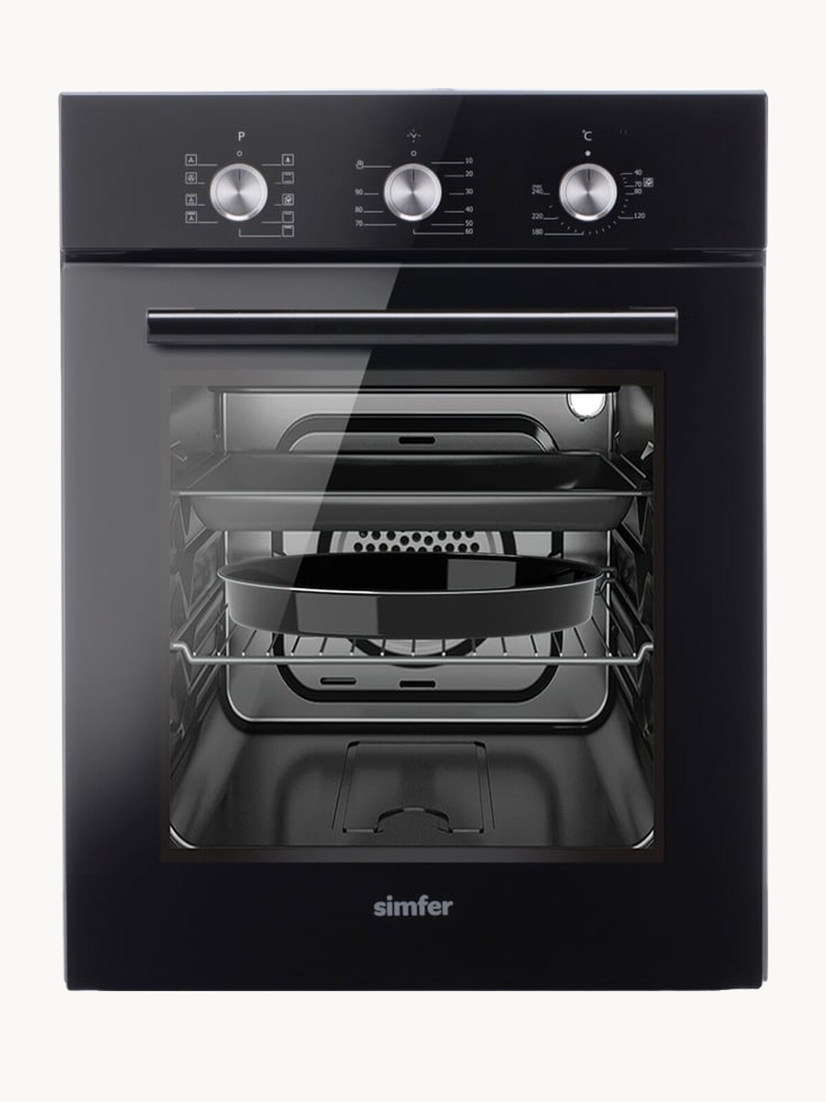 Духовой шкаф электрический встраиваемый 45см Simfer, 49л, 5 режимов, конвекция, таймер, 2 противня, 5 ЛЕТ гарантия
