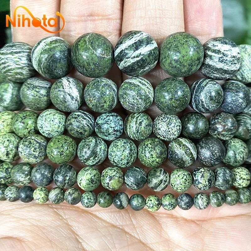 Нихота Зелёная зебра яшма бусины 4/6/8/10/12 мм для ювелирных изделий 10mm-about 36pcs