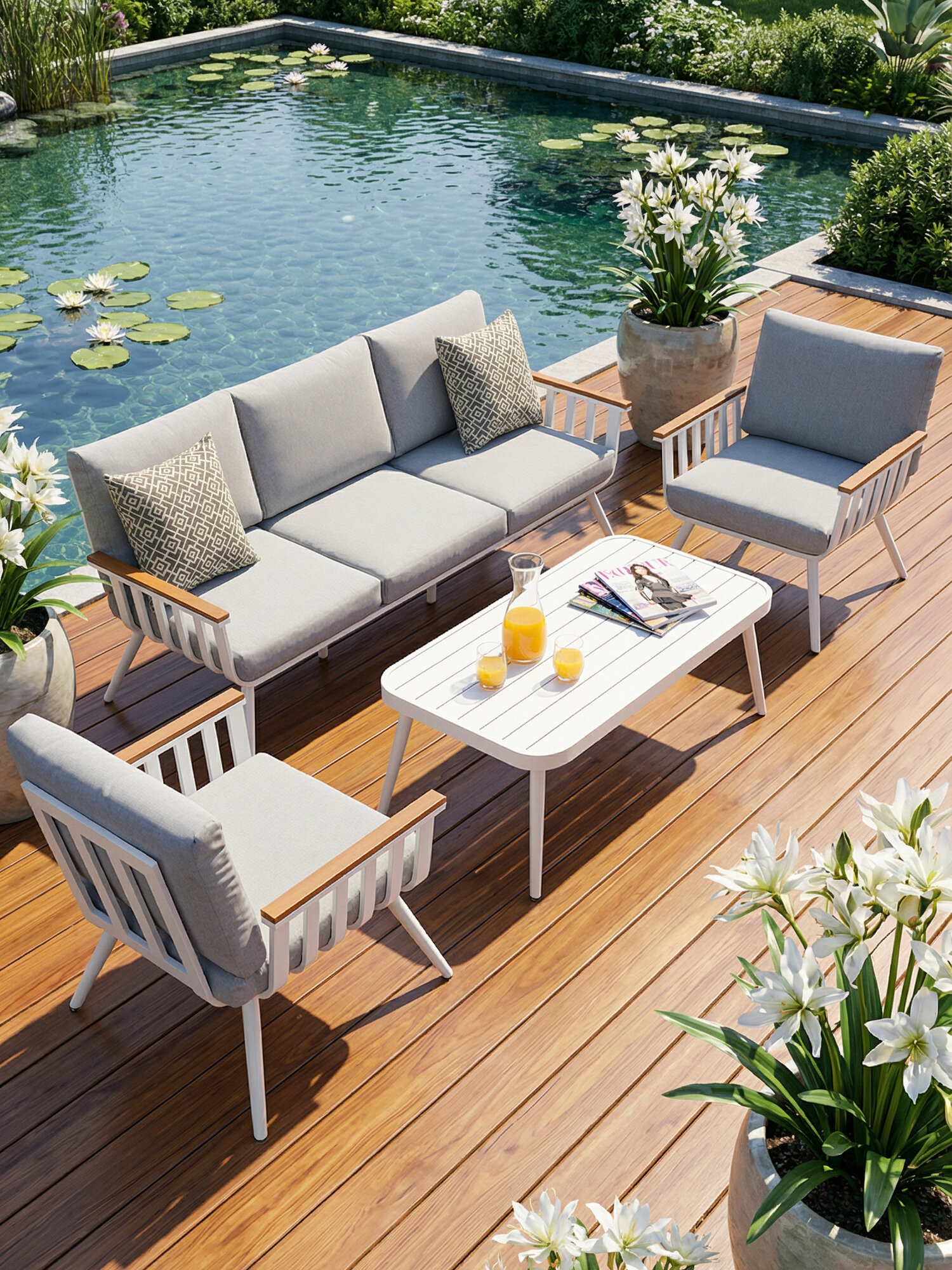 Комплект садовой мебели Gardini "Круиз", алюминий, влагостойкий, белый