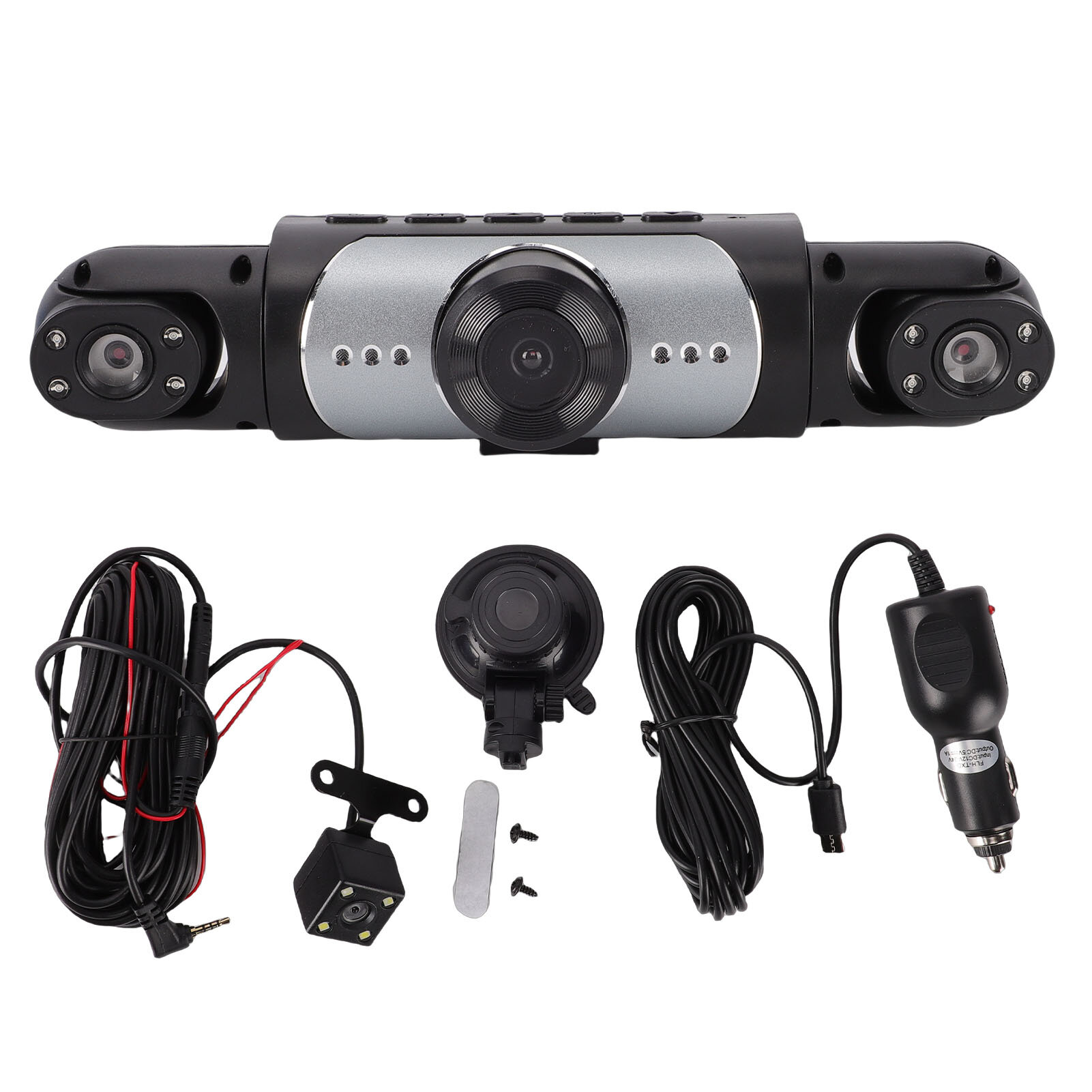 Автомобильный видеорегистратор с 4 объективами, 1080P HD, видеорегистратор, управление через приложение Wi-Fi с картой памяти 64 ГБ, мониторинг парковки 24/7, датчик G для грузовиков, автомобилей, внедорожников