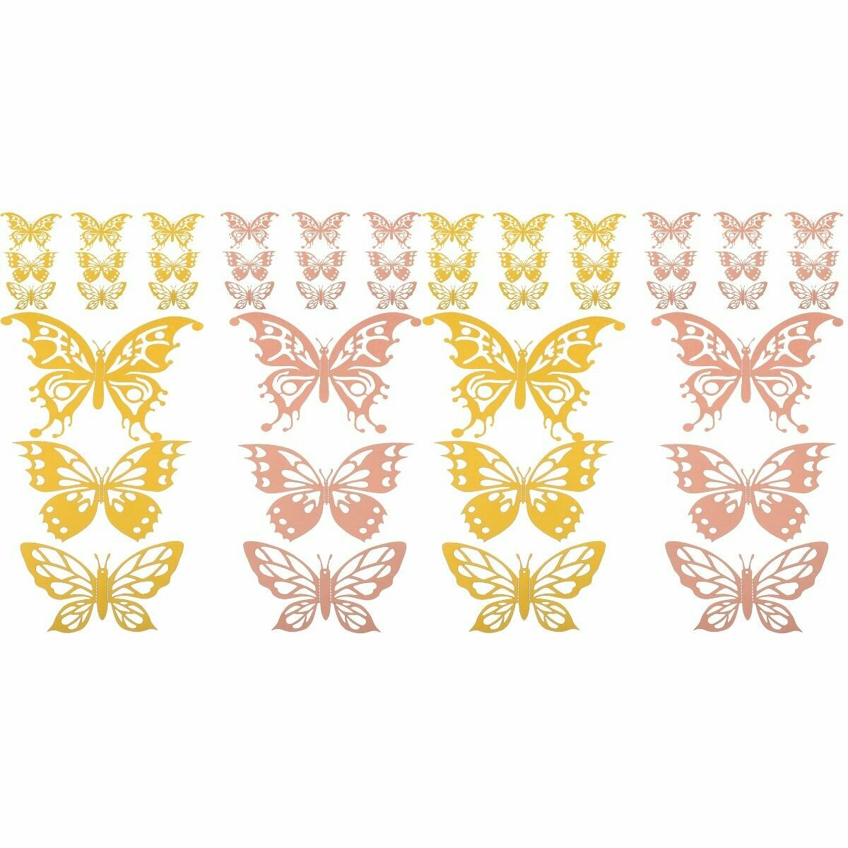 Объемные бумажные бабочки для декорирования стен и подарков, набор 96 штук