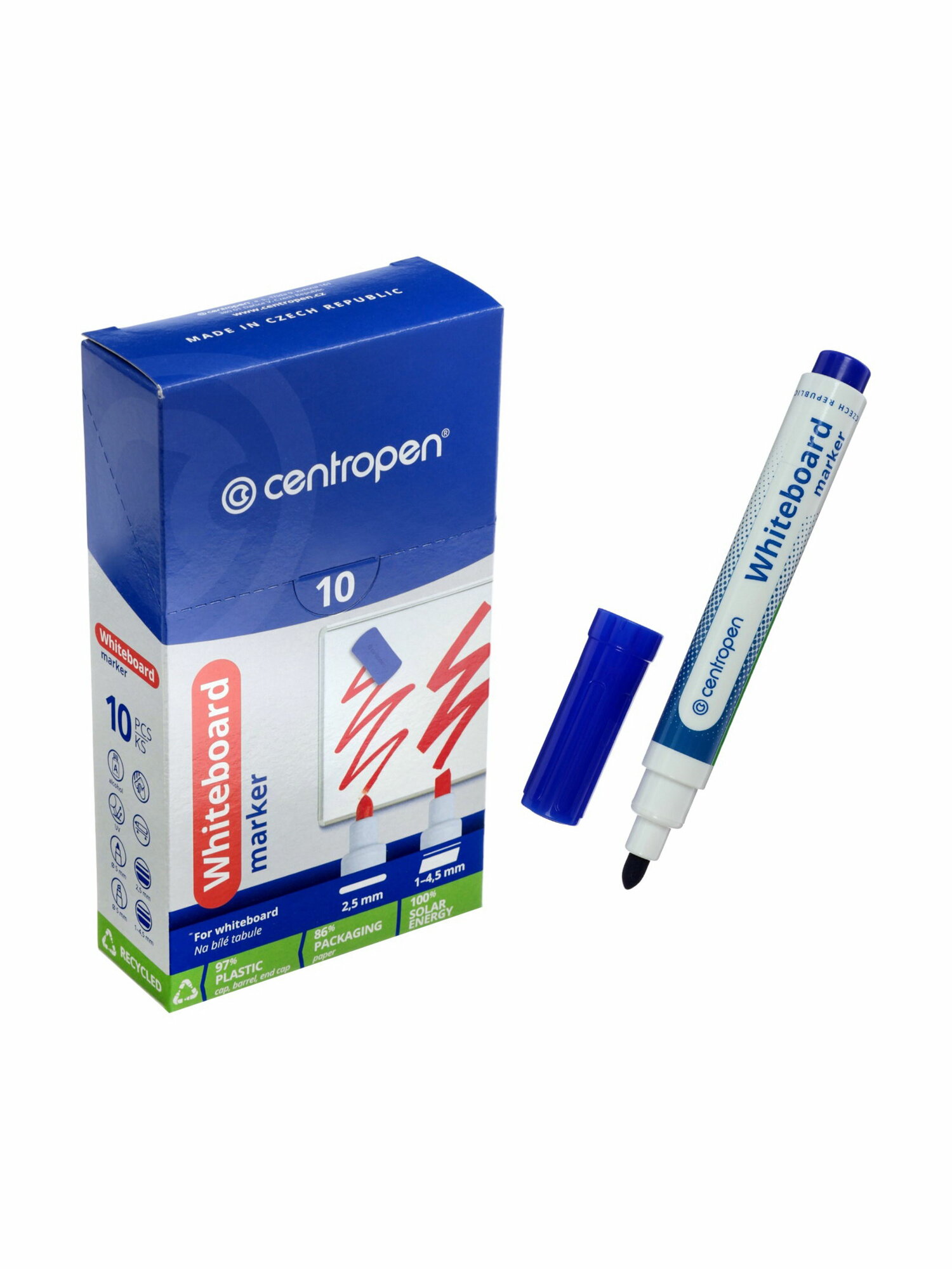 Маркер для доски 8559, узел 5.0 мм, ширина линии 2.5 мм/1-4.6 мм, спиртовой, синий, 10 шт.