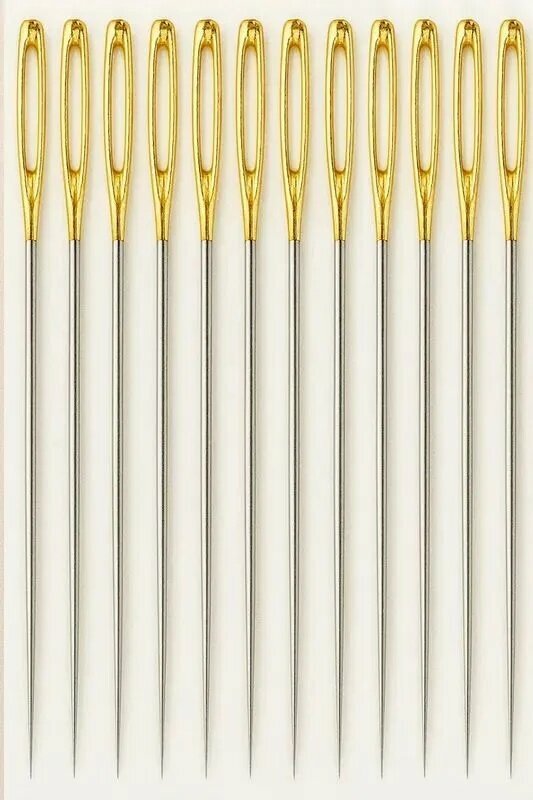 Иголки большим ушком цыганские в светлом кейсе 25 штук