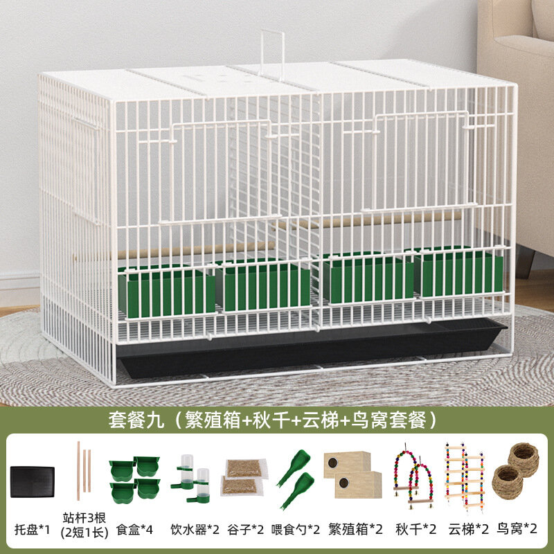 Большая клетка для птиц для домашнего использования, для попугаев, волнистых попугаев, корелл, неразлучников, с перегородкой, двойной ящик для разведения, птичье гнездо