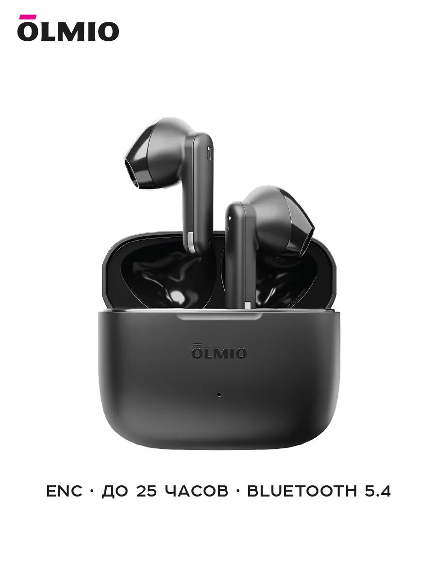 Беспроводные TWS наушники вкладыши Bluetooth 5.4 с ENC, 25 ч, черный