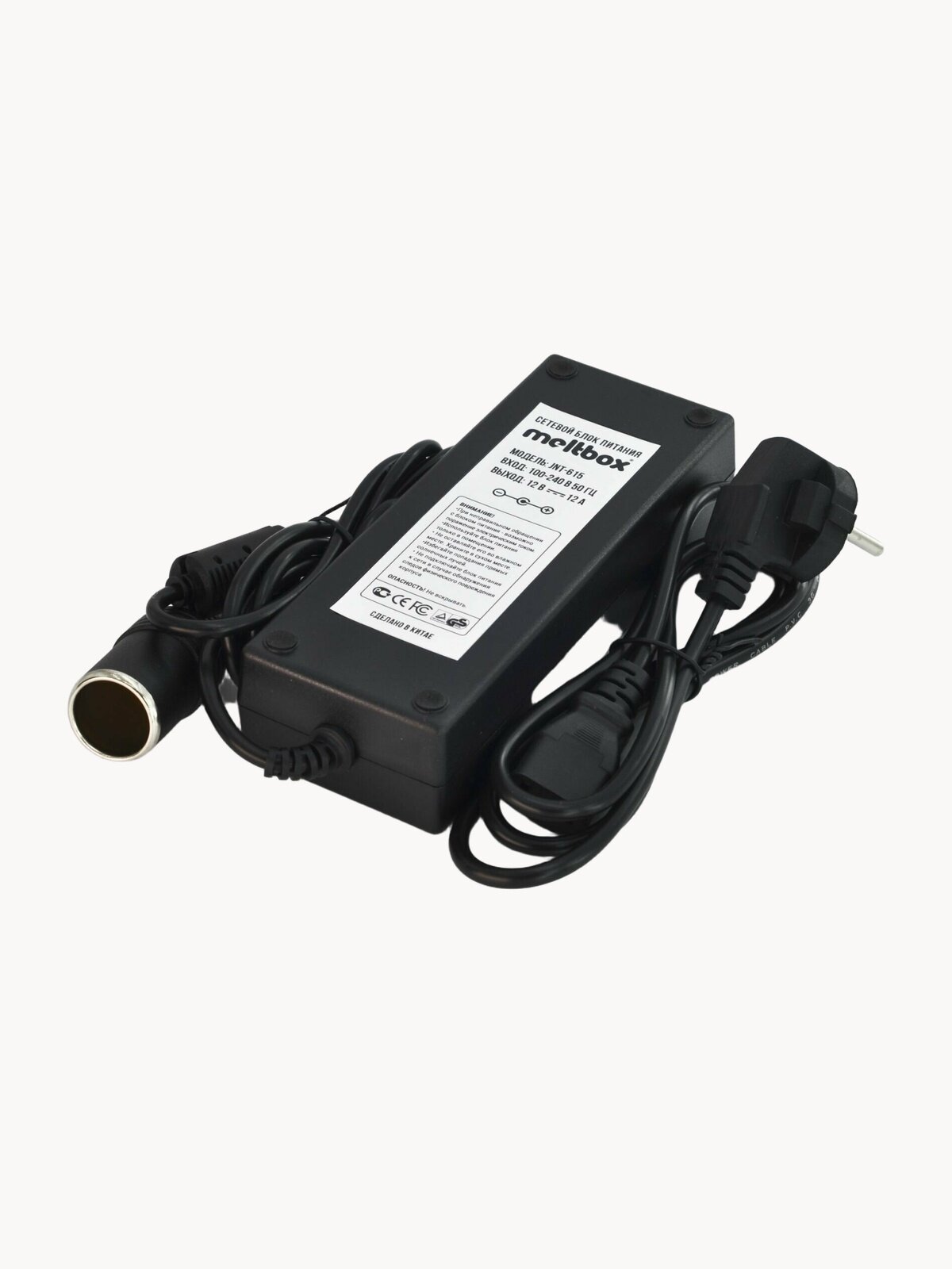 Адаптер сетевой / Преобразователь напряжения 220В-12В 12A с гнездом прикуривателя