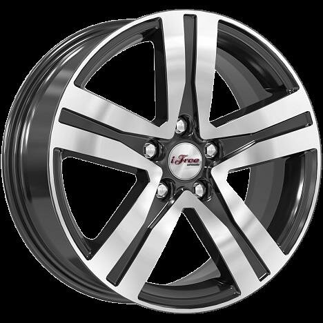 Диск автомобильный литой iFree Rebel 17x7 5x112 et45 dia57.1 Чёрный глянцевый с полированной лицевой частью