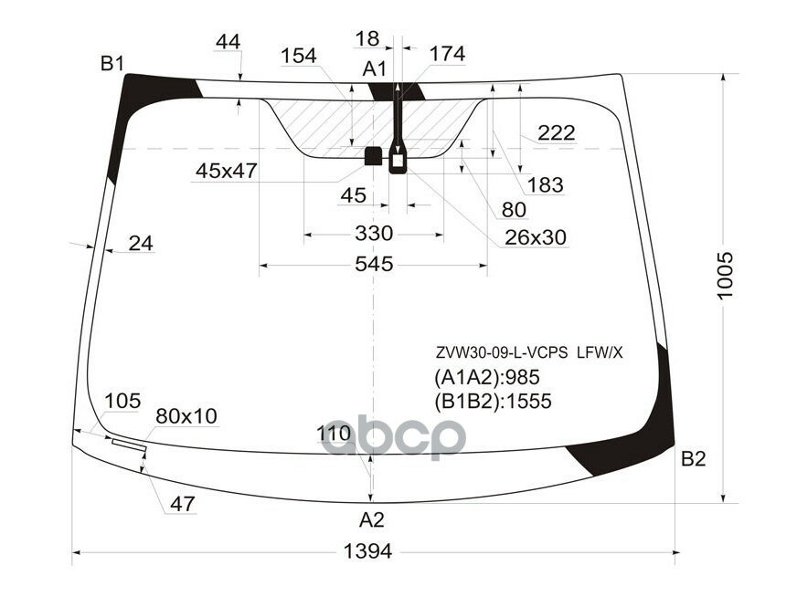 Стекло лобовое (Датчик дождя/ для Европейского рынка) Toyota Prius (ZVW30) 09-16 / Prius PHV 12-16 XYG арт. ZVW30-09-L-VCPS L.