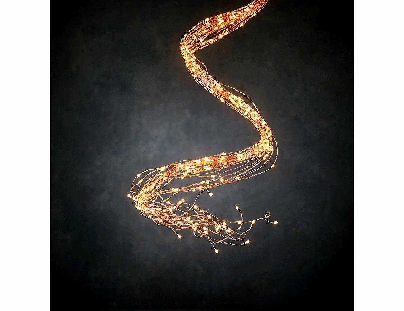 Гирлянда лучи росы, 900 тёплых белых микро LED-огней, 300 см, медная проволока, уличная, Edelman 1034131