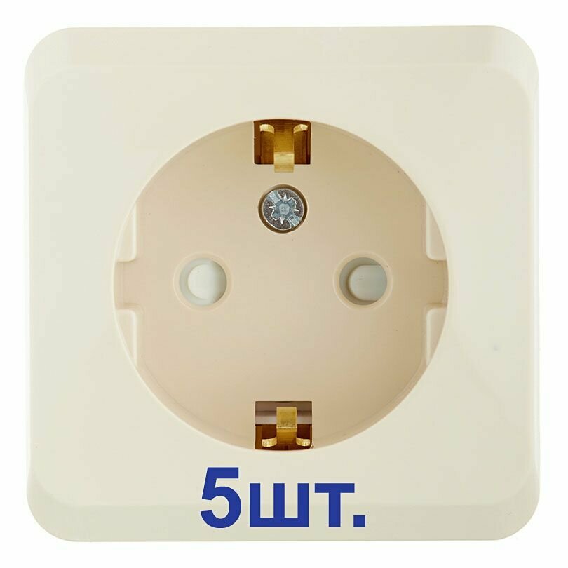 Розетка Schneider Electric Этюд PA16-004K открытая установка кремовая с заземлением IP20 со шторками (5 шт.)