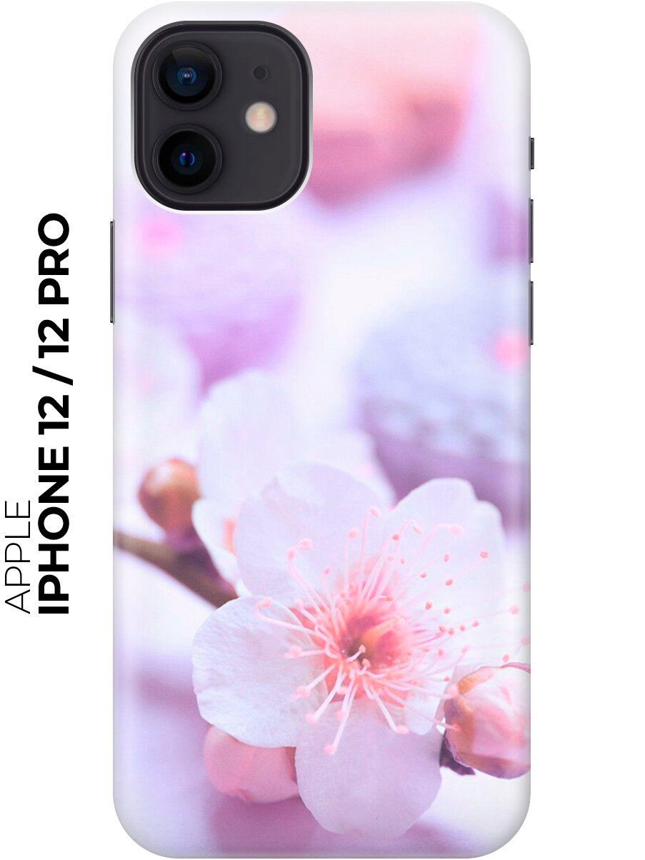 Силиконовый чехол на Apple iPhone 12 / 12 Pro / Эпл Айфон 12 / 12 Про с рисунком "Цветок вишни"