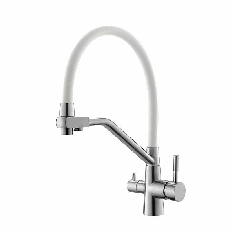 Смеситель Esko K25 W для кухни, R-излив с подключением к фильтру, белый