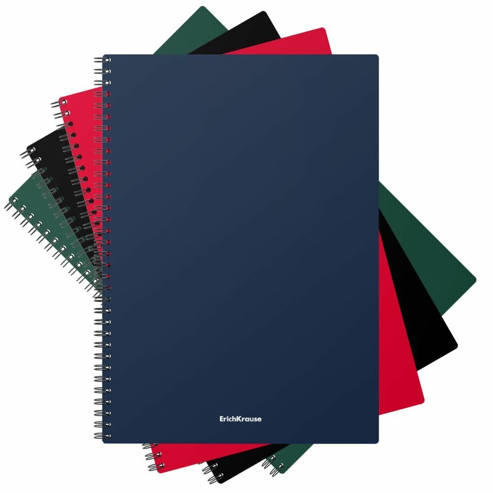 Тетрадь общая с пластиковой обложкой на спирали ErichKrause Classic, ассорти, А4, 60 листов, клетка