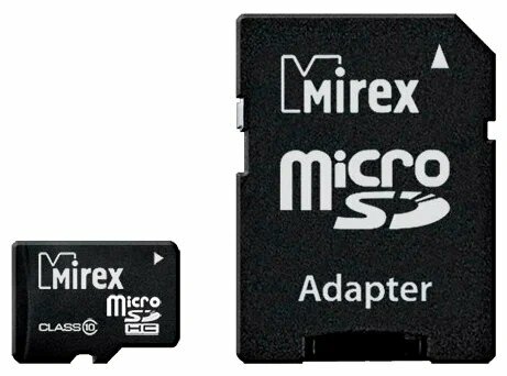 Карта памяти Mirex microSDHC 8 ГБ Class 10, A1, R/W 25/10 МБ/с, адаптер на SD, 1 шт, черный