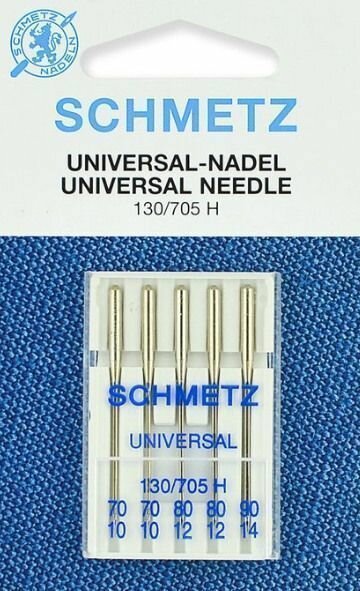 Иглы Schmetz универсальные № 70-90 5 шт. 130/705H №70 (2шт), №80 (2шт), №90 (1шт)