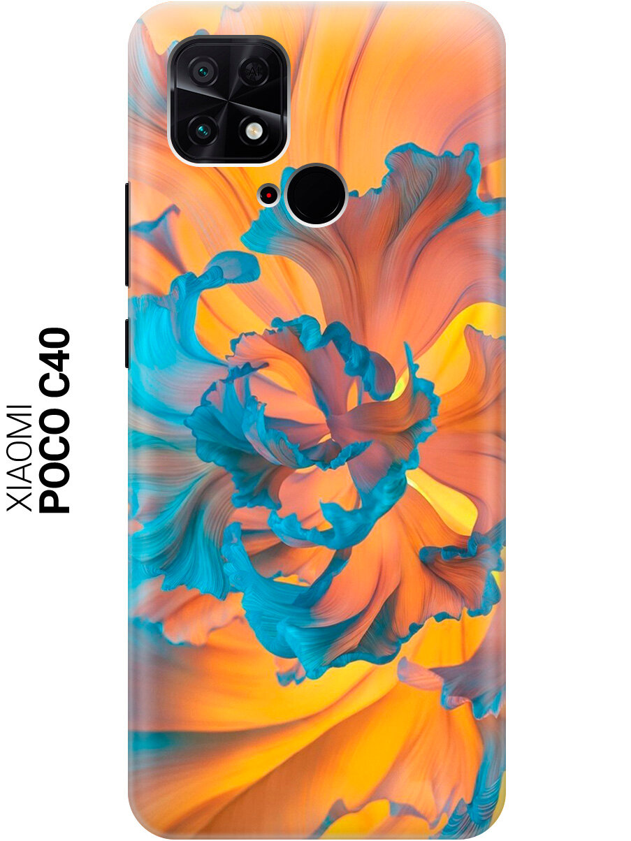 Силиконовый чехол на Xiaomi Poco C40 / Сяоми Поко С40 с рисунком "Желто-голубой цветок"