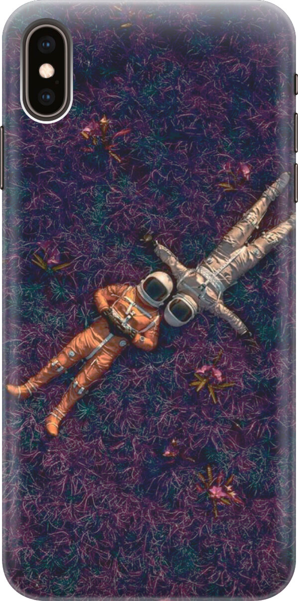 Силиконовый чехол на Apple iPhone XS Max / Эпл Айфон Икс Эс Макс с рисунком "Счастливые космонавты"