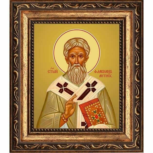 Флавиан, архиепископ Антиохийский, святитель. Икона на холсте. (10 х 12 см / В раме)