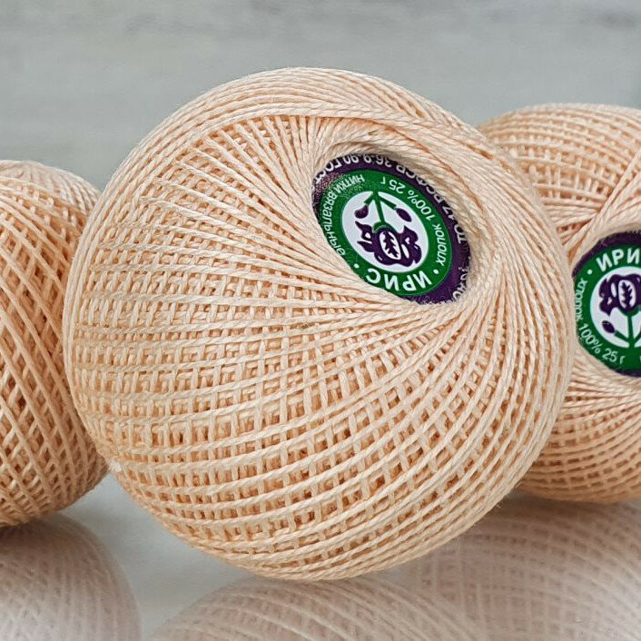 Нитки вязальные Ирис, хлопчатобумажные, цвет: 0602 абрикосовый, 150 м, 25 г, 2 шт