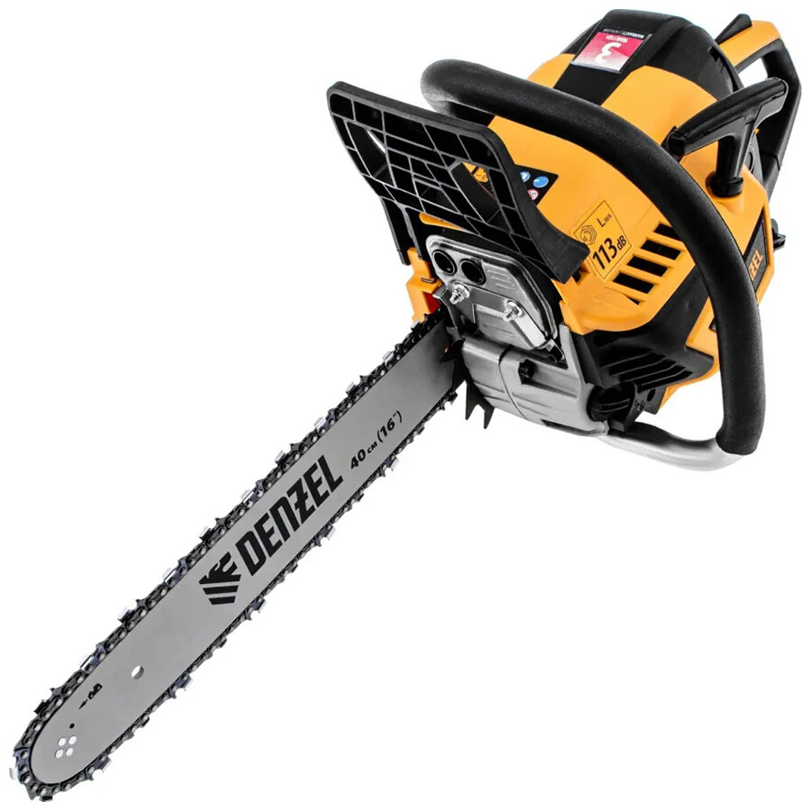 Пила цепная бензиновая Denzel DS-4516, шина 40 см, 45см3, 25 л. с, шаг 0.325, паз 1.5 мм, 64 зв, 95236