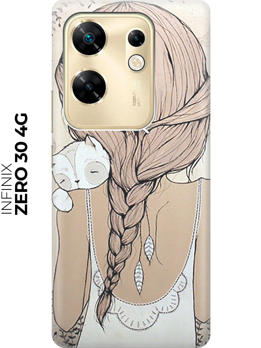 Силиконовый чехол на Infinix Zero 30 4G / Инфиникс Зеро 4г с рисунком "Девочка в обнимку с котом"