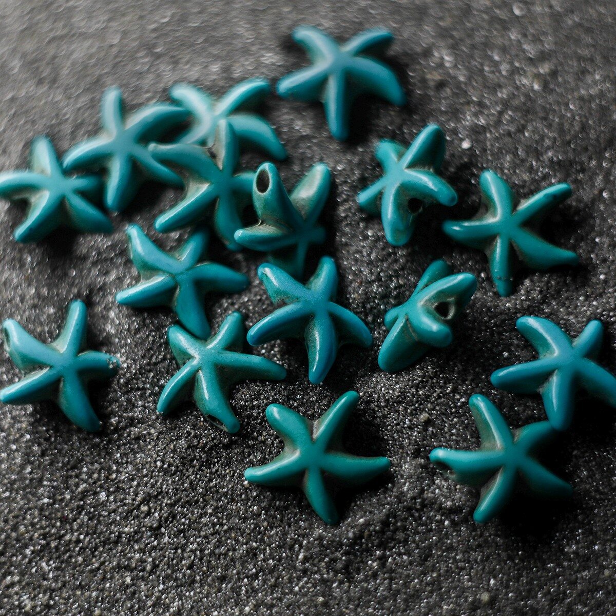 Говлит бусины 30 шт. / Синтетический камень бирюза, цвет голубой, размер 15х5.5 мм