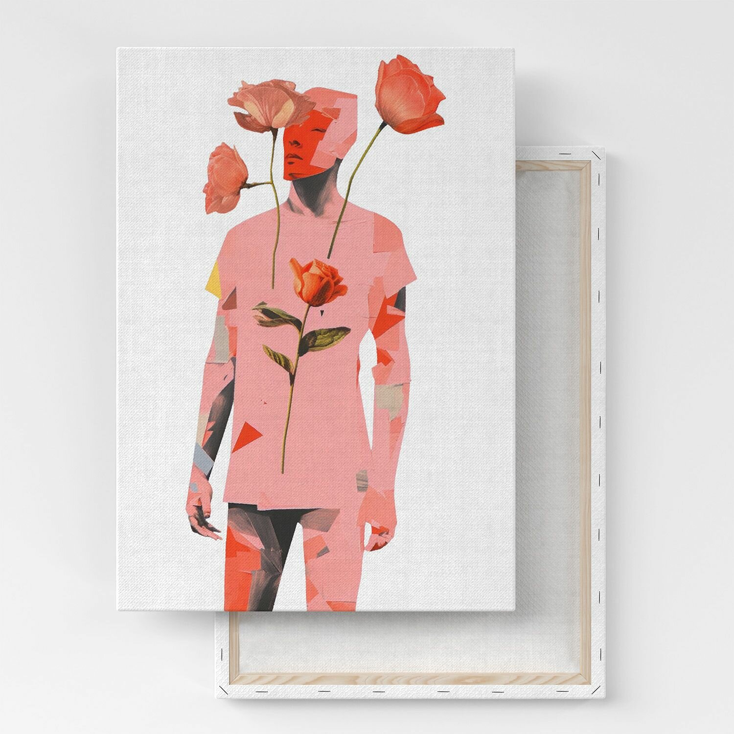 Картина на холсте, репродукция / Сюрреализм - Фигура человека и цветы / Размер 60 x 80 см