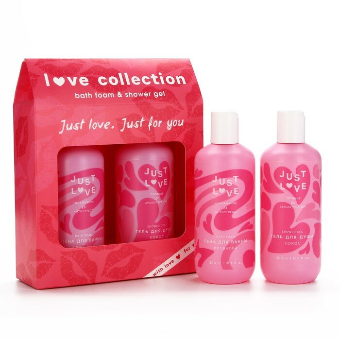 Подарочный набор косметики Love collection, гель для душа 300 мл и пена для ванны 300 мл, чистое счастье, 10134382