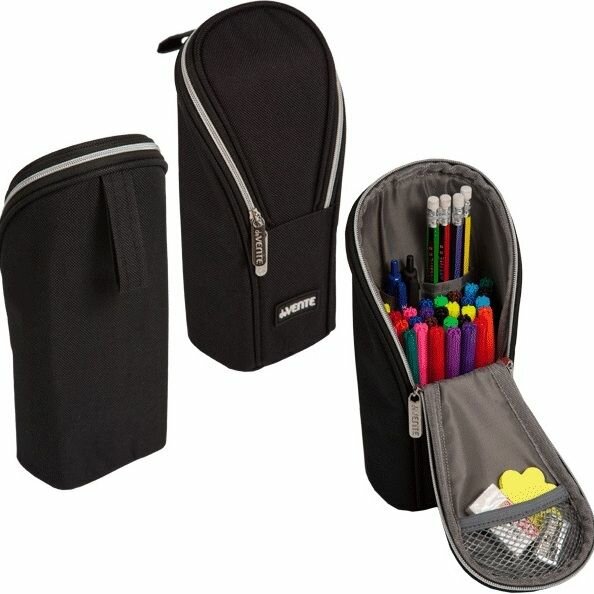 Пенал "deVENTE. Private" 21x9x6см прямоугольный вертикальный текстиль черный