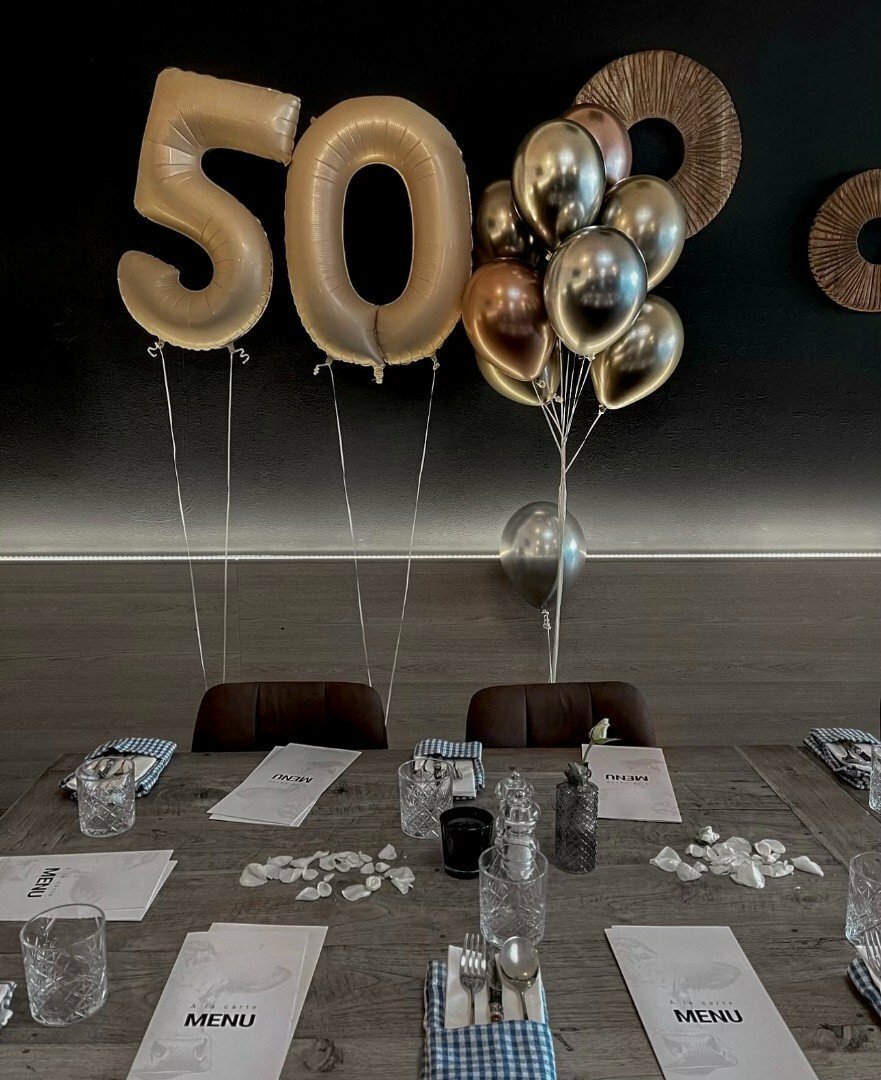 Фольгированные шары-цифры на 50-летие и 10 шаров, золотые