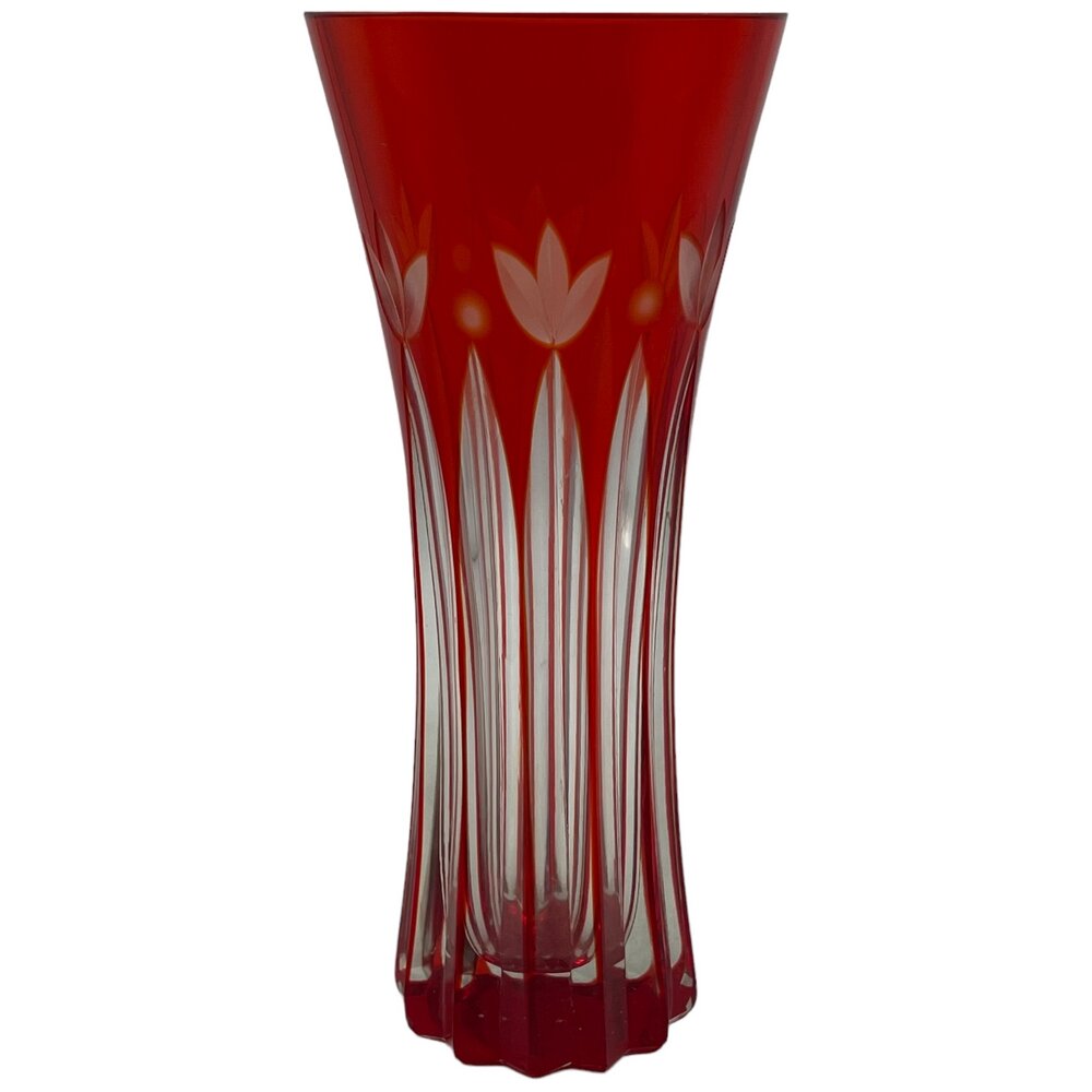 Ваза "Тюльпан", двухслойное стекло, грани, 1985-1991 гг, СССР
