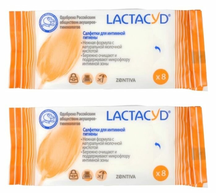 Lactacyd салфетки для интимной гигиены , 8 шт - 2 уп.