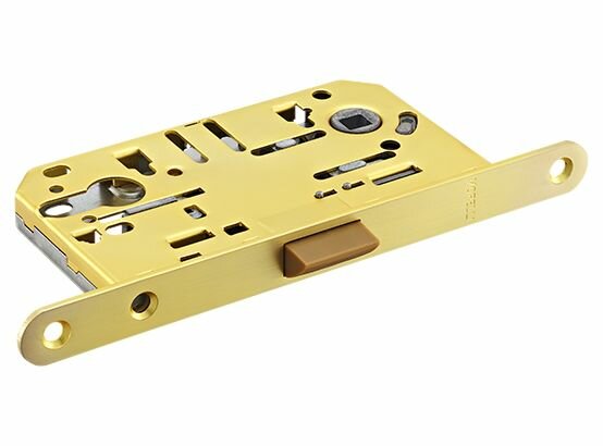 Замок магнитный Morelli под цилиндр, защелка дверная межкомнатная, фиксатор, врезной бесшумный 885P MSG, матовое золото