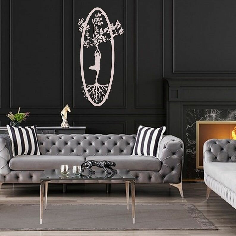 Декоративное металлическое панно, Дерево жизни (белый цвет)