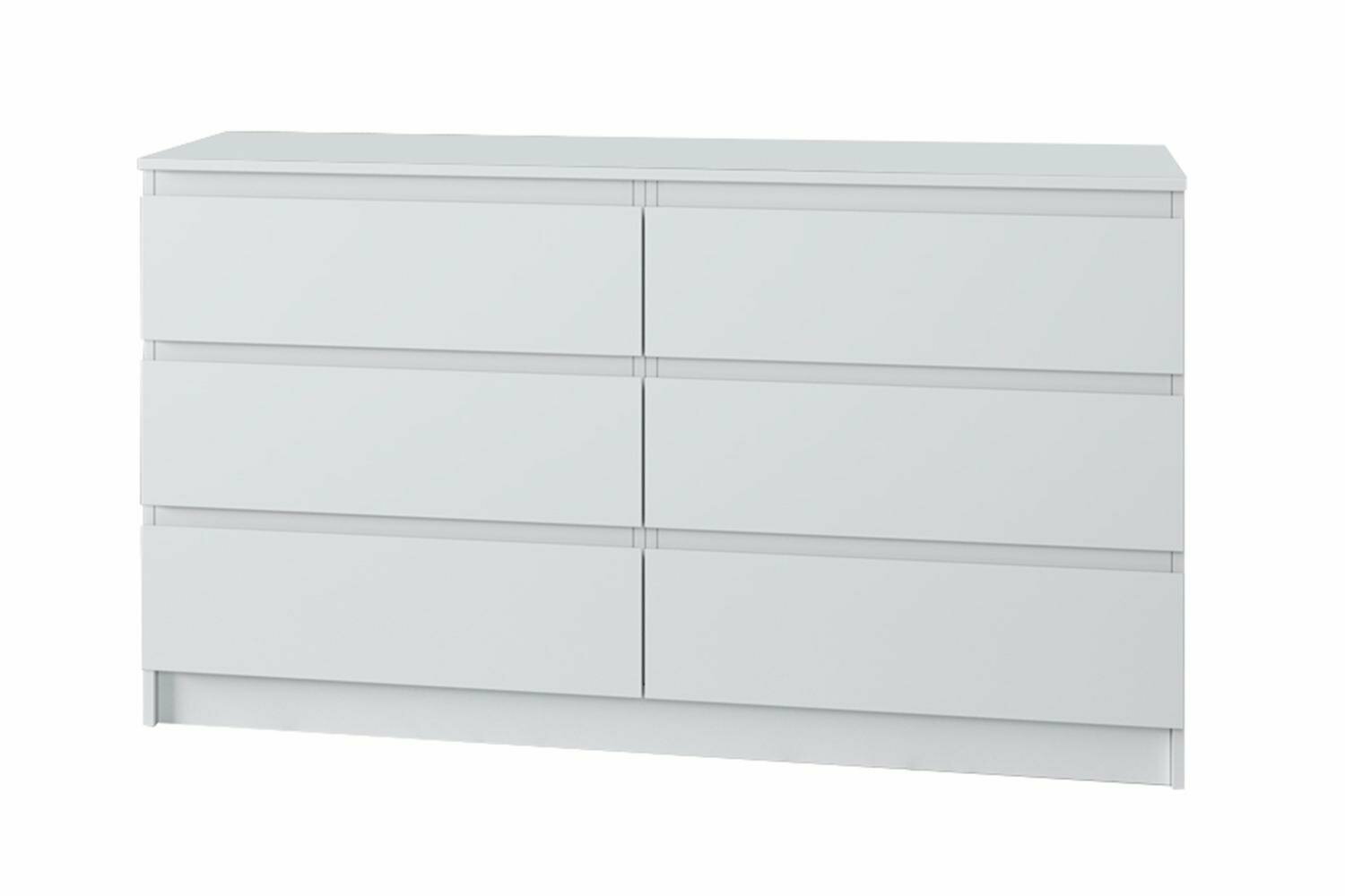 Комод напольный мори, 138,4х77х40,4 см, 6 ящиков, универсальный, матовый фасад, ЛДСП, цвет белый