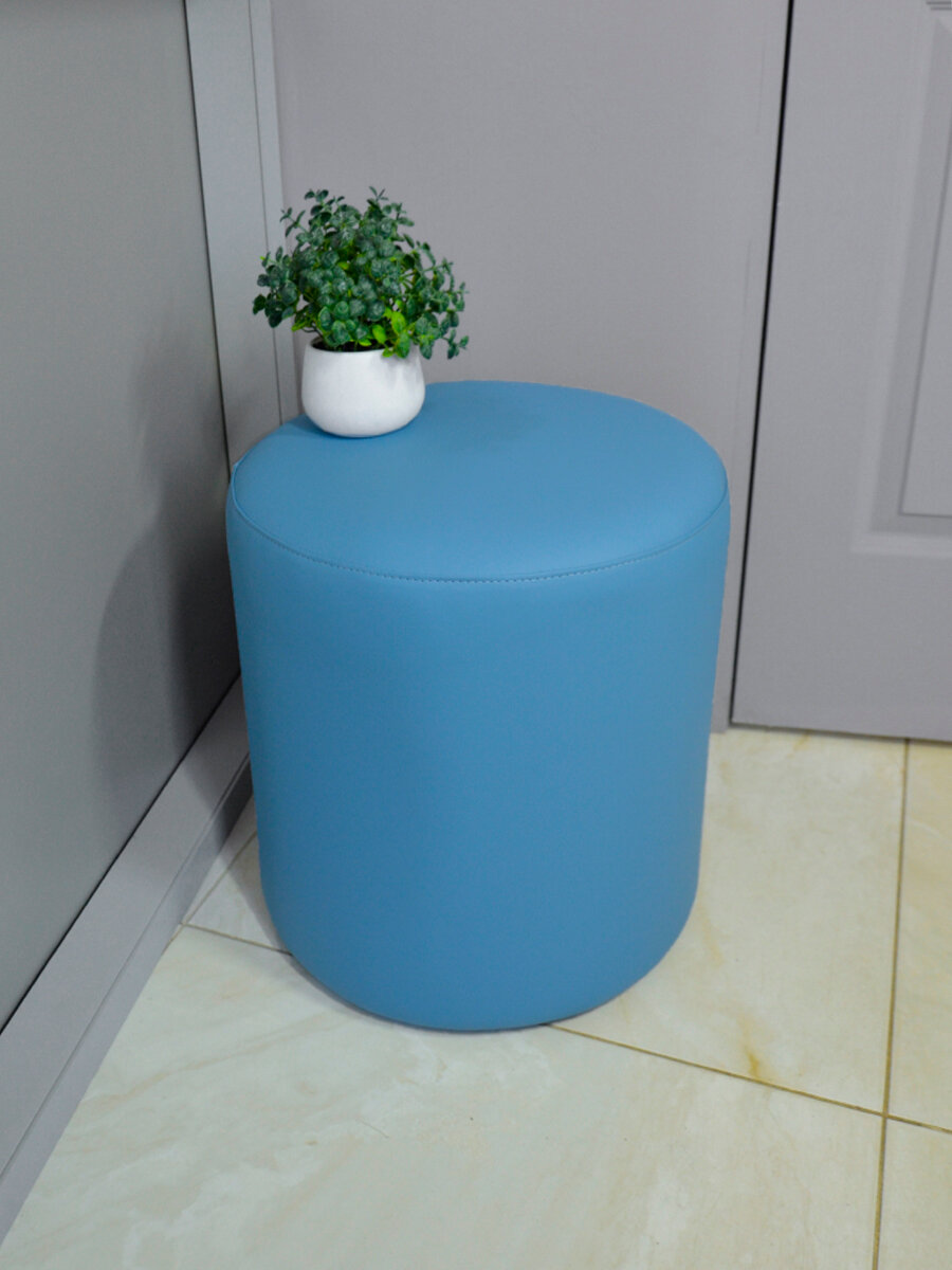 Прочный круглый пуфик для спальни 045, Искусственная кожа, 40х40х40 см.