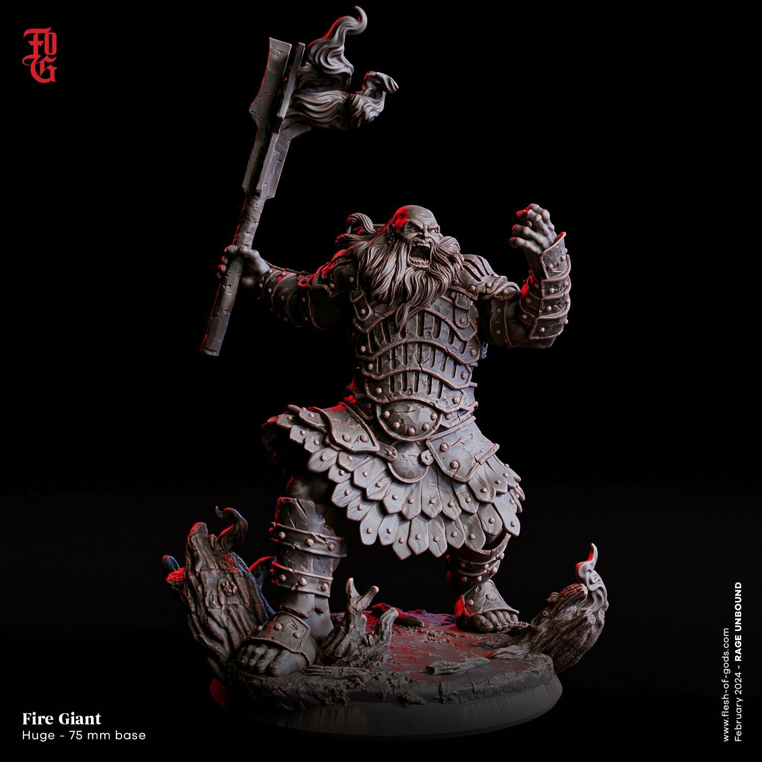 Миниатюра D&D 'Огненный гигант' масштаб 32 мм (DnD, Dungeons & Dragons, ДнД, Подземелья и Драконы, Pathfinder)