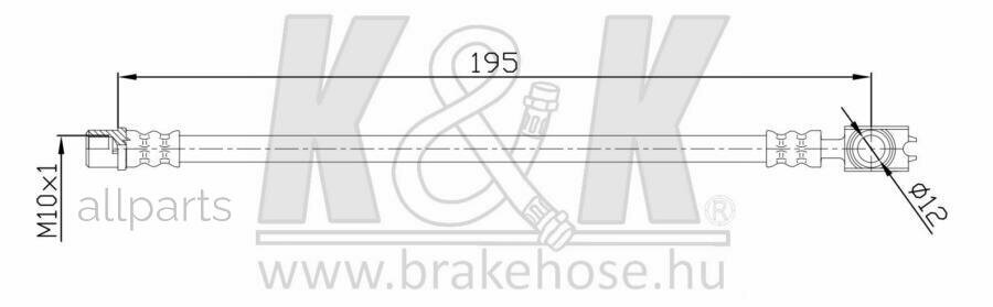 K&K FT0342 Шланг тормозной задн VOLKSWAGEN: PASSAT 1.6/1.8 20V/1.8 T 20V, 2.3 VR5, 1.9 TDI 96-