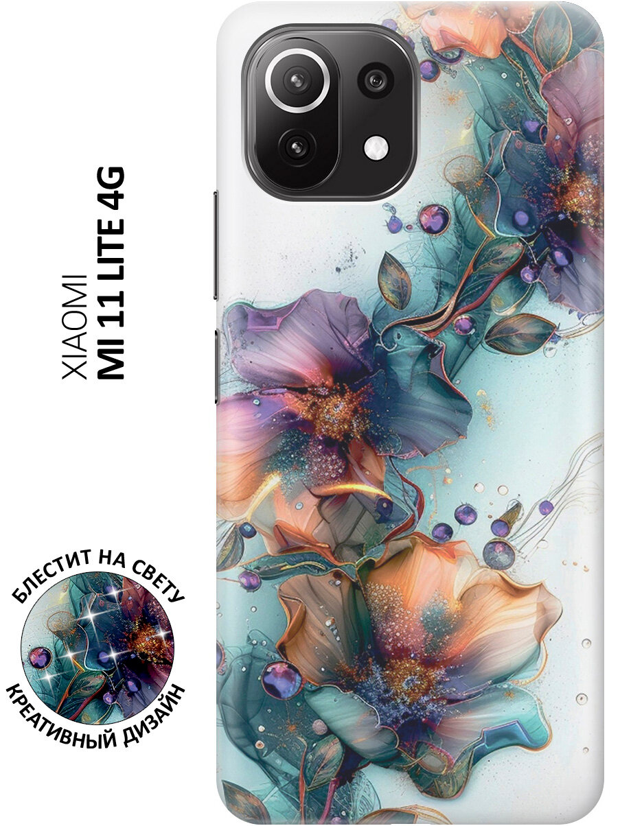 Силиконовый чехол на Xiaomi Mi 11 Lite / 11 Lite 5G с принтом "Мистические цветы"
