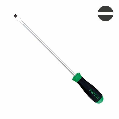 Отвертка плоская шлицевая SL 5,5 большая длинная многофункциональная универсальная с двухкомпонентной противоскользящей ручкой и намагниченным наконечником длина 515 мм FACB5E40 TOPTUL