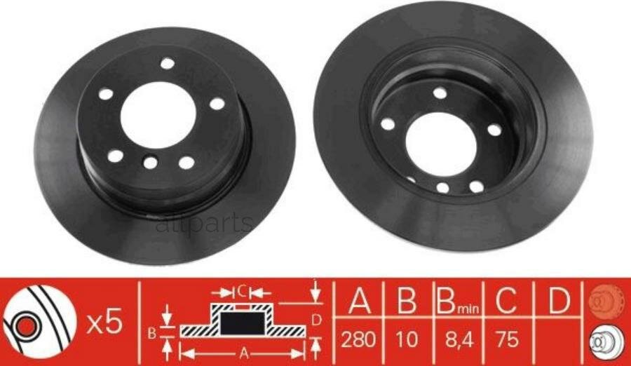ZF RUSSIA DF4448 ZFR Диск тормозной задний для BMW 1 (E87) 3 (90) ZF RUSSIA DF4448 ZFR