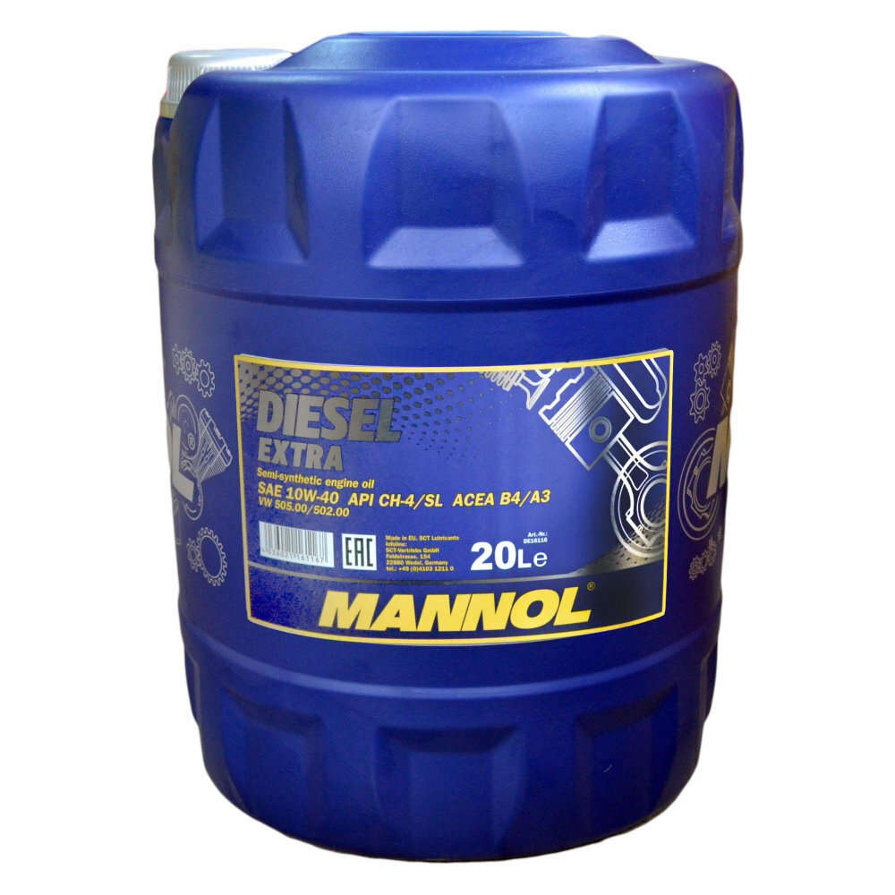 Масло моторное дизельное Mannol Extra Diesel 10W40, полусинтетика, 20литров 1186 Diesel диз/п/синт SCT - MANNOL