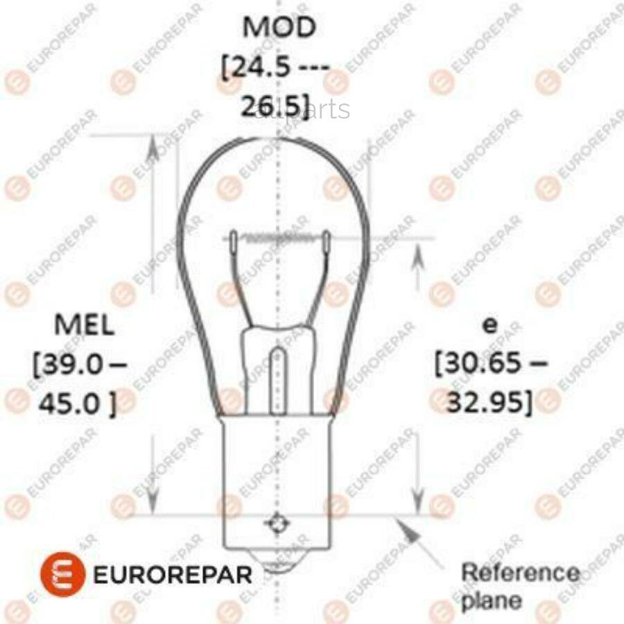 EUROREPAR 1616431280 Лампа накаливания P21W 12V 21W BA15s