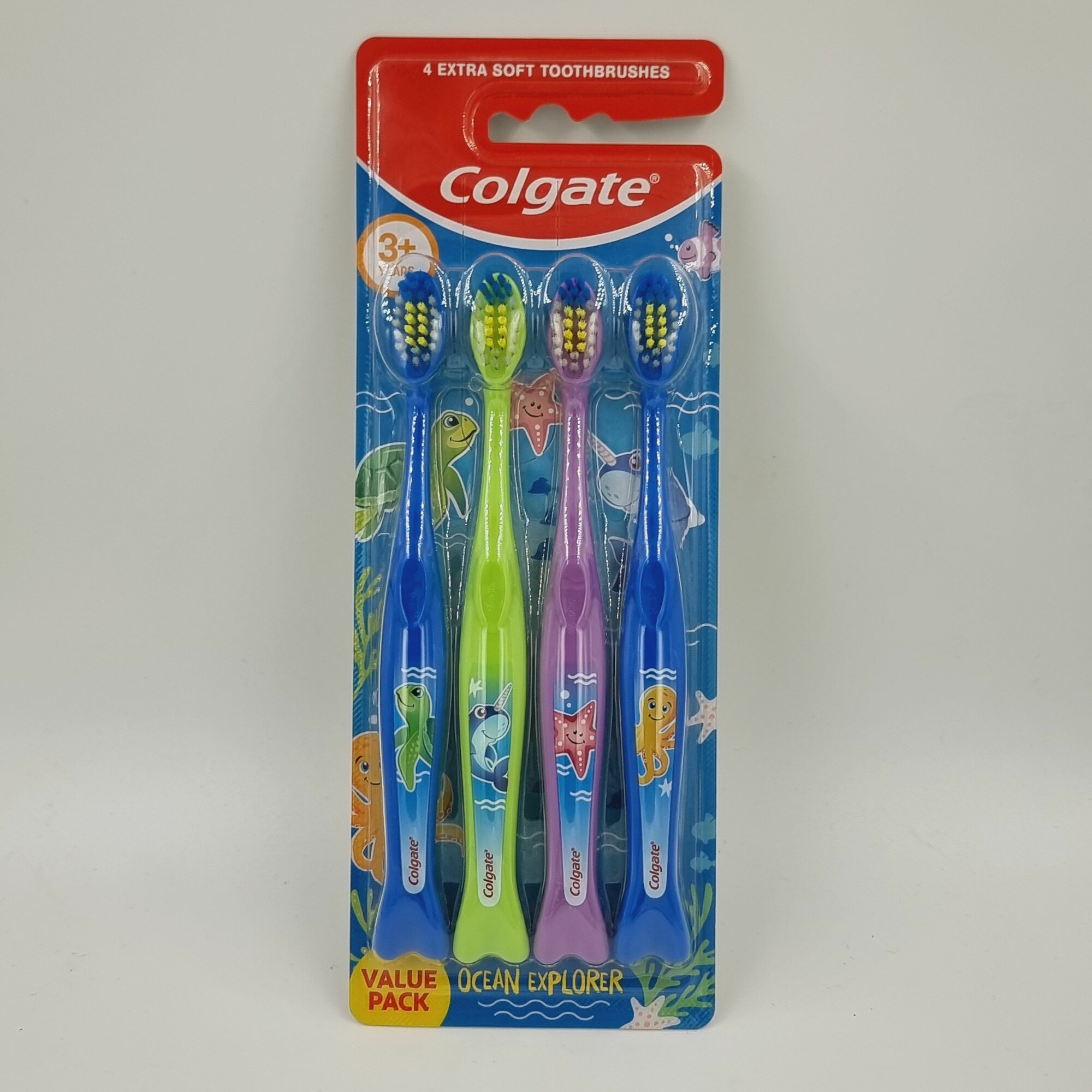 Colgate Kids Набор детских зубных щеток 3+ Ocean Explorer, Extra Soft, 4 шт. (из Финляндии)