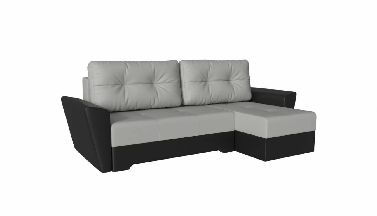 Угловой диван Амстердам Экокожа Белый-Черный угол правый