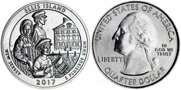США 25 центов 2017 Квотеры Парки США 39 - Остров Эллис