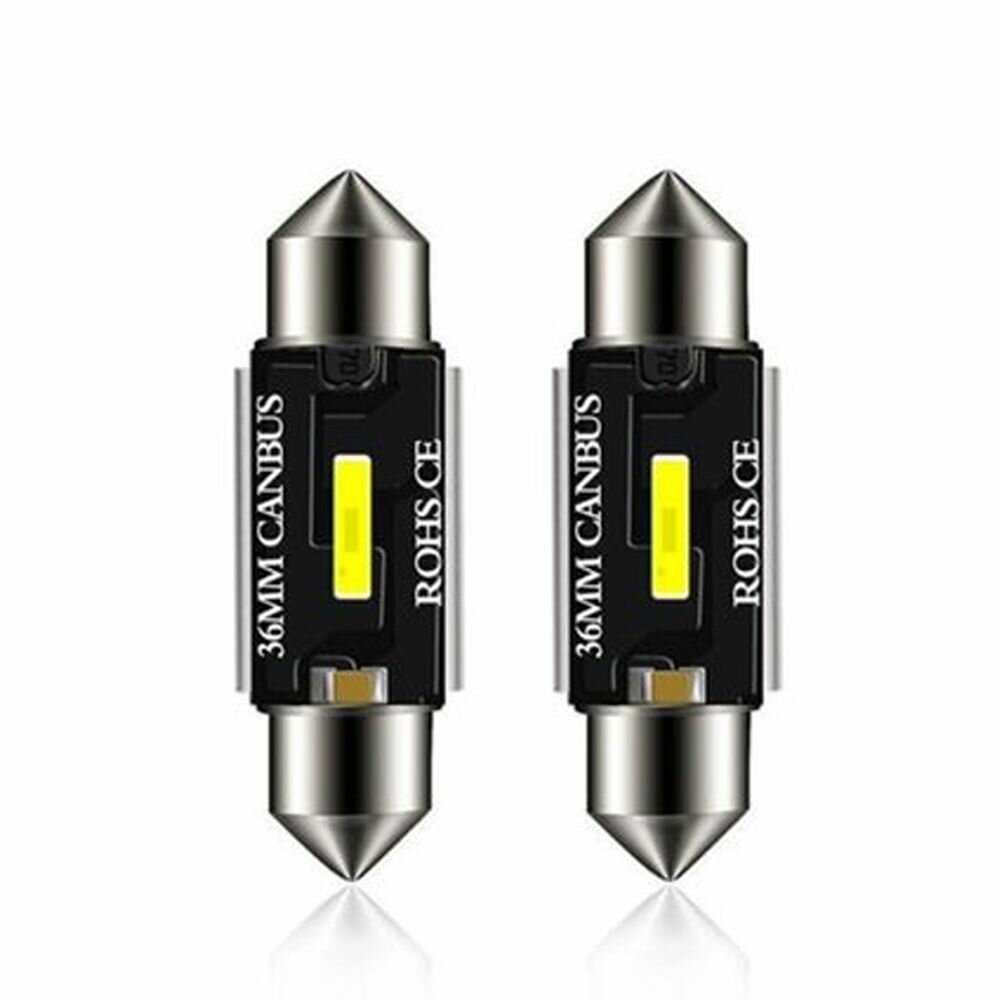 Автомобильная светодиодная лампа 2шт Black Vision CSP (встроенная обманка и стабилизатор) C5W 36mm 5000K белый лампочки 36мм в салон, в бардачок, в подсветку номера