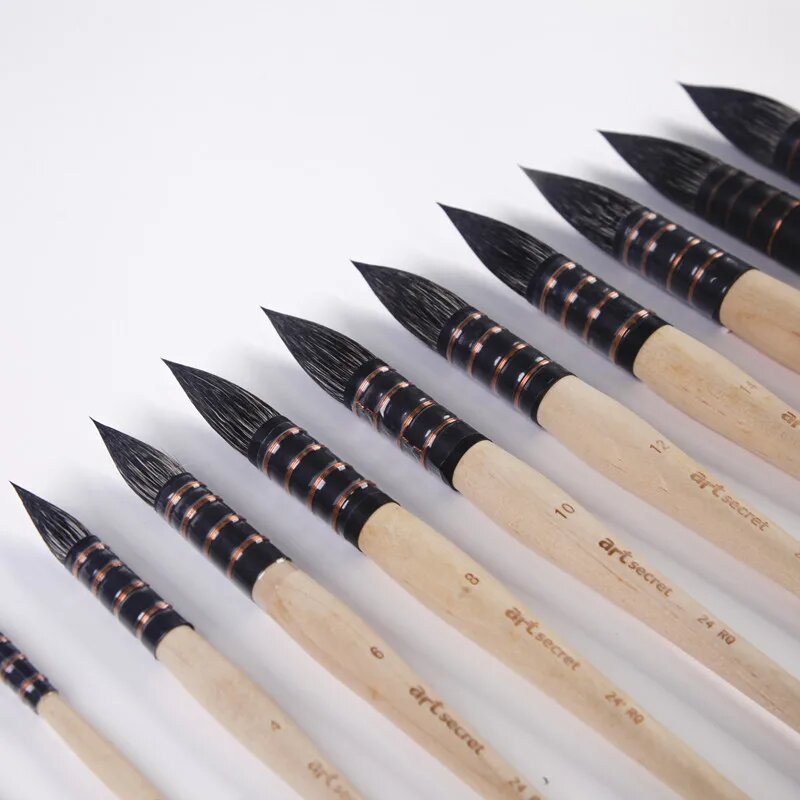 ArtSecret 24RQ кисти для акварели черные беличьи волосы size7 1pcs