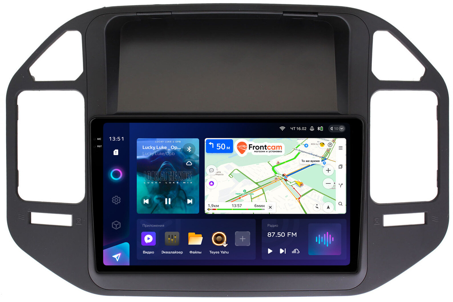 Штатная магнитола Teyes CC3 2K 4/32 9.5" RM-9-266 Mitsubishi Pajero 3, Montero 3 1999-2006 (черная) Android 10 (4G-SIM, DSP, QLed)