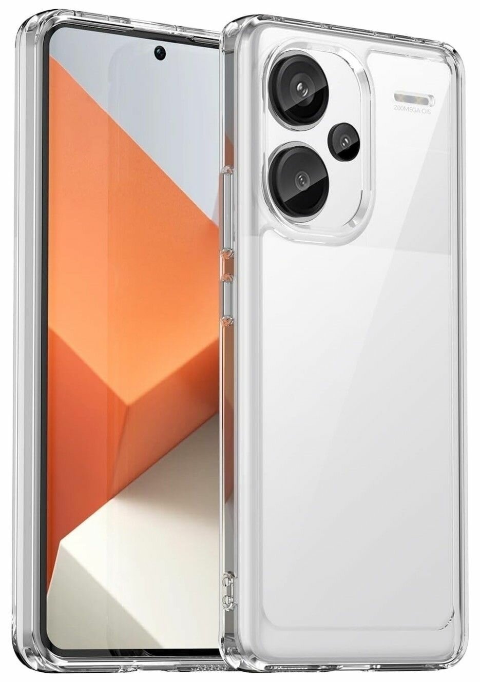 Чехол на Xiaomi Redmi Note 13 Pro Plus (Note 13 Pro+ 5G) пластиковый с силиконовой окантовкой прозрачный